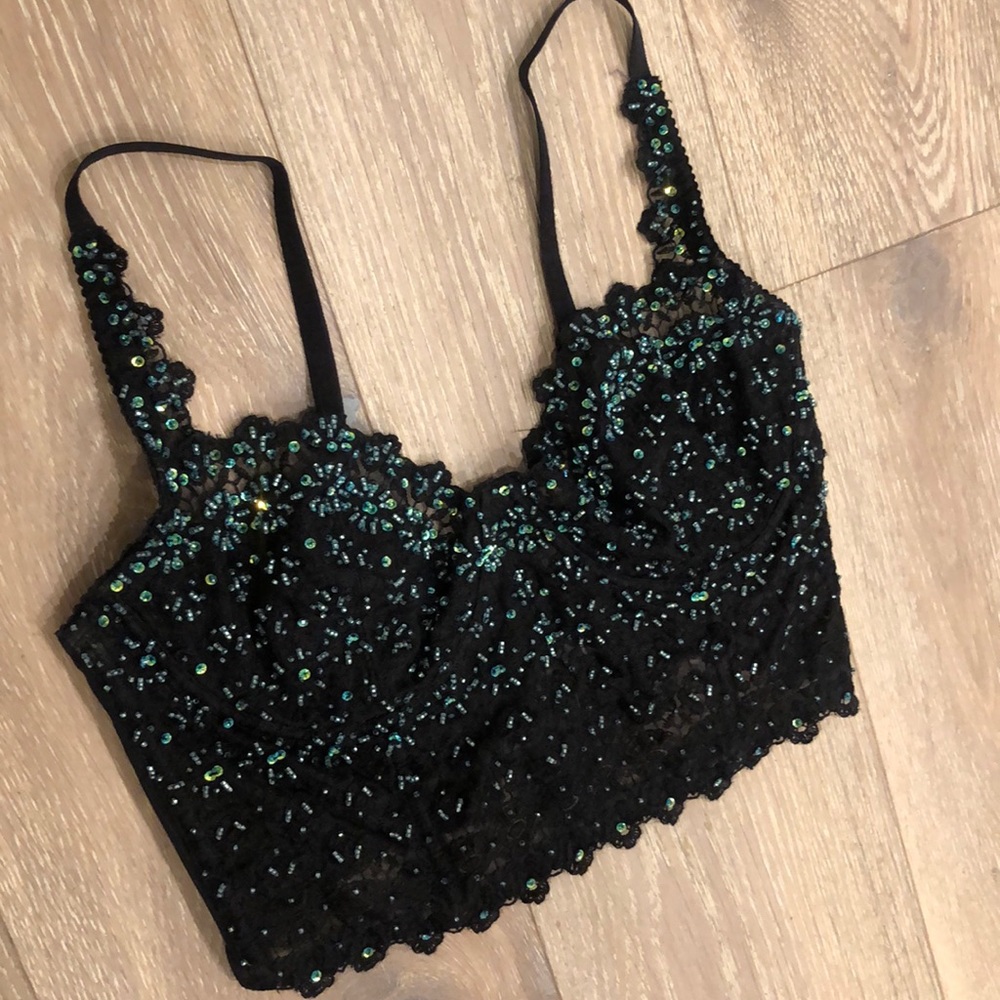 Jeweled Bebe Crop Top - Gem
